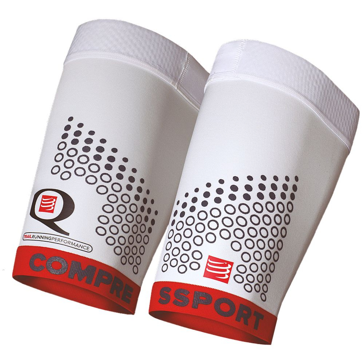Weiß Rote Compressport Compression Running Oberschenkel Sleeves (Unisex)